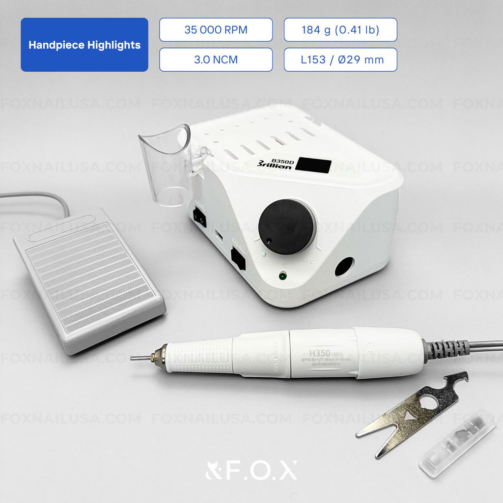 Saeshin Brillian B350D + H350 White 35k RPM SET – F.O.X Nails USA